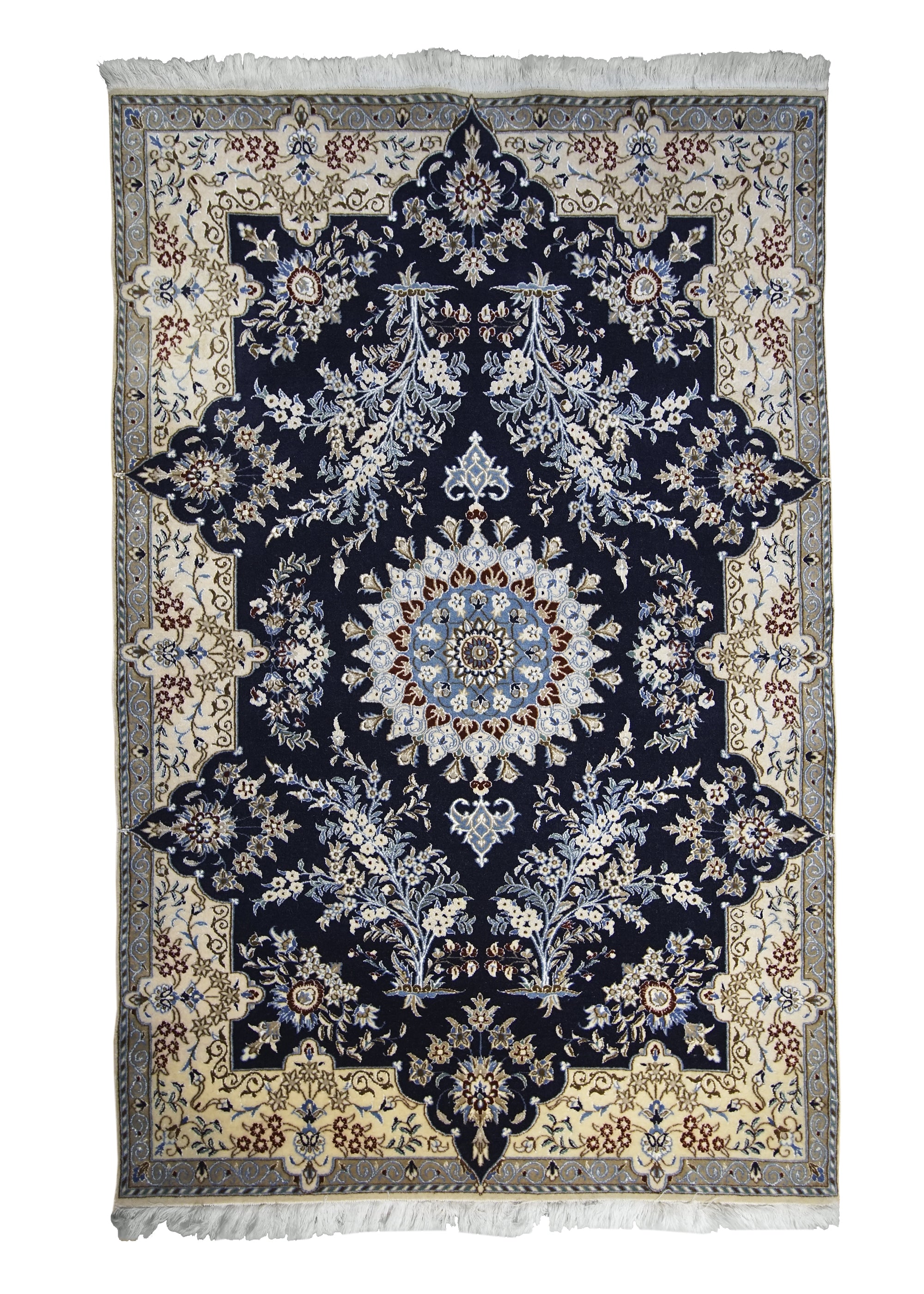 Persian Rug Nain Handmade Area Traditional 3'3"x5'5" (3x5) Blue Whites ...