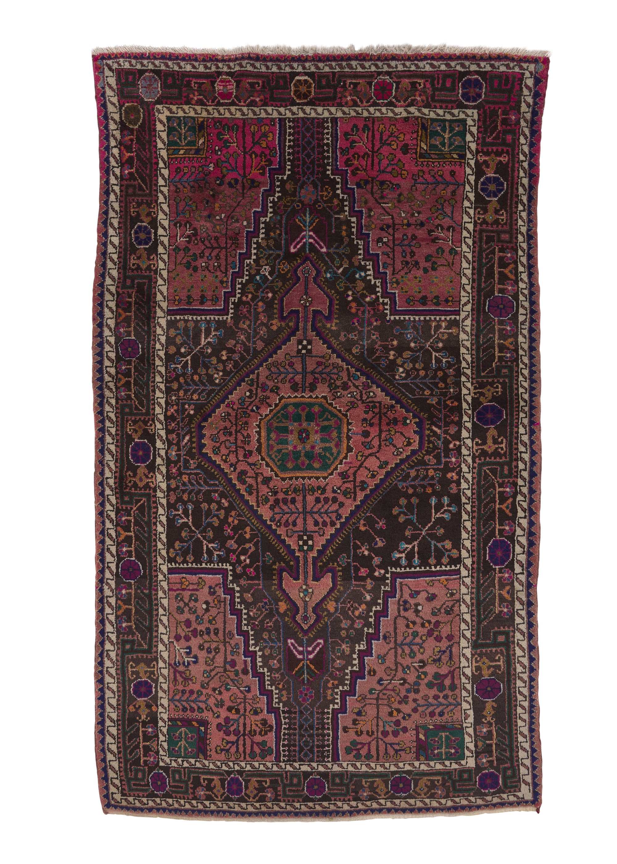 Persian Rug Tuyserkan Handmade Area Tribal Vintage 5'0"x8'8" (5x9) Pink ...