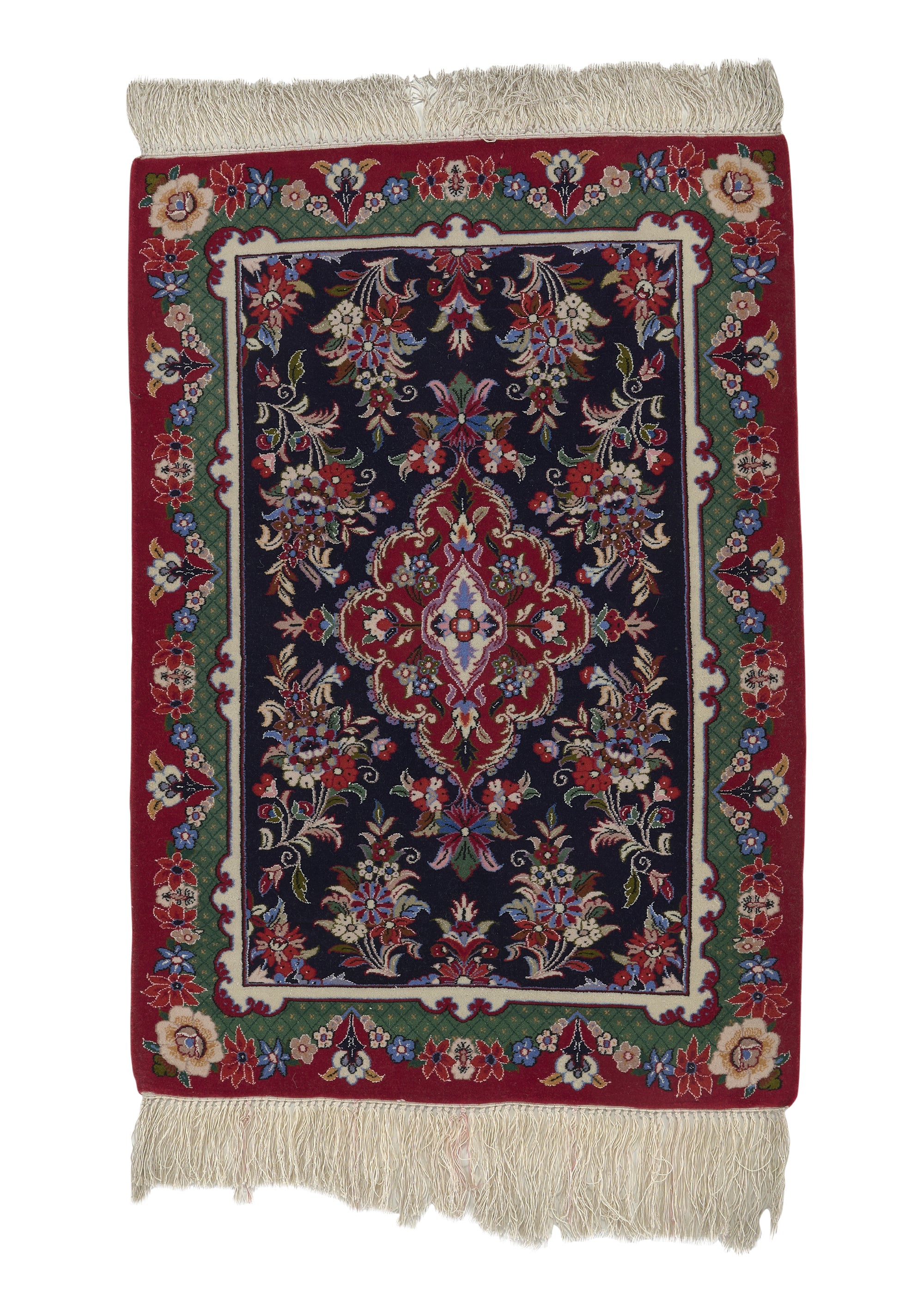 Persian Rug Isfahan Handmade Area Traditional 2'4"x3'4" (2x3) Red Green Blue Floral Design ...