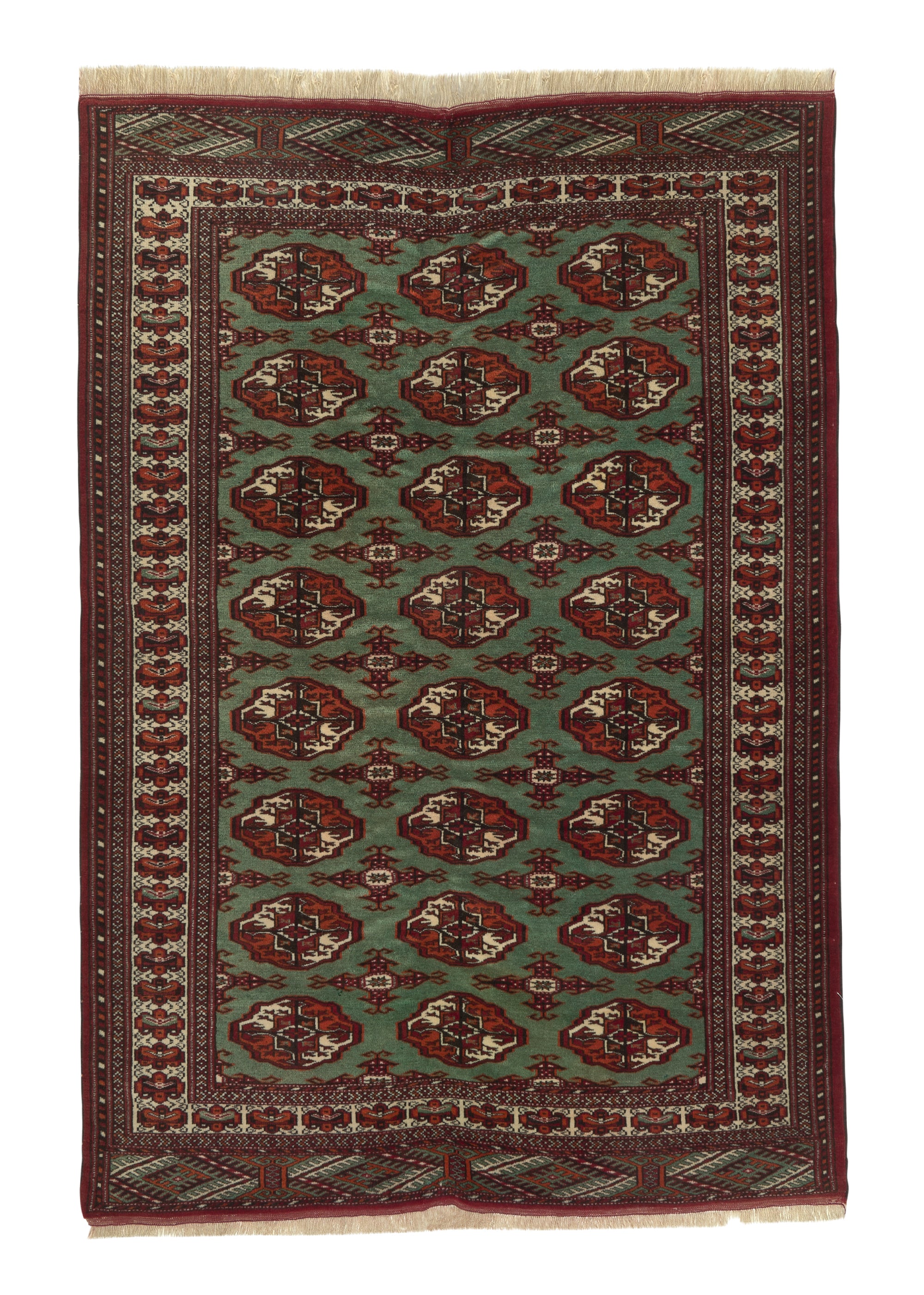 Persian Rug Turkmen Handmade Area Tribal 4'0"x5'8" (4x6) Red Green ...