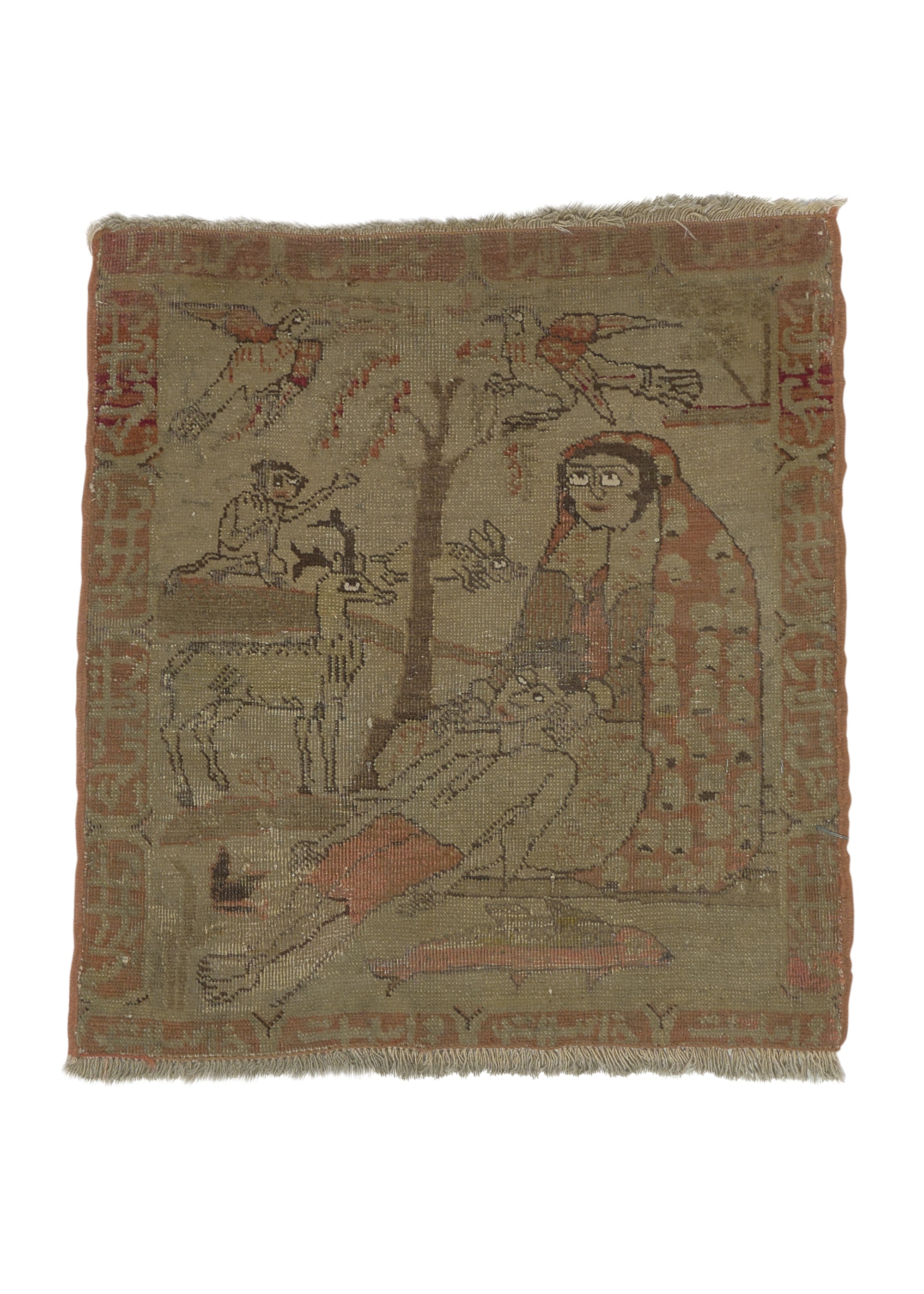 Persian Rug Tabriz Handmade Area Square Antique Traditional 1'9"x1'10 ...