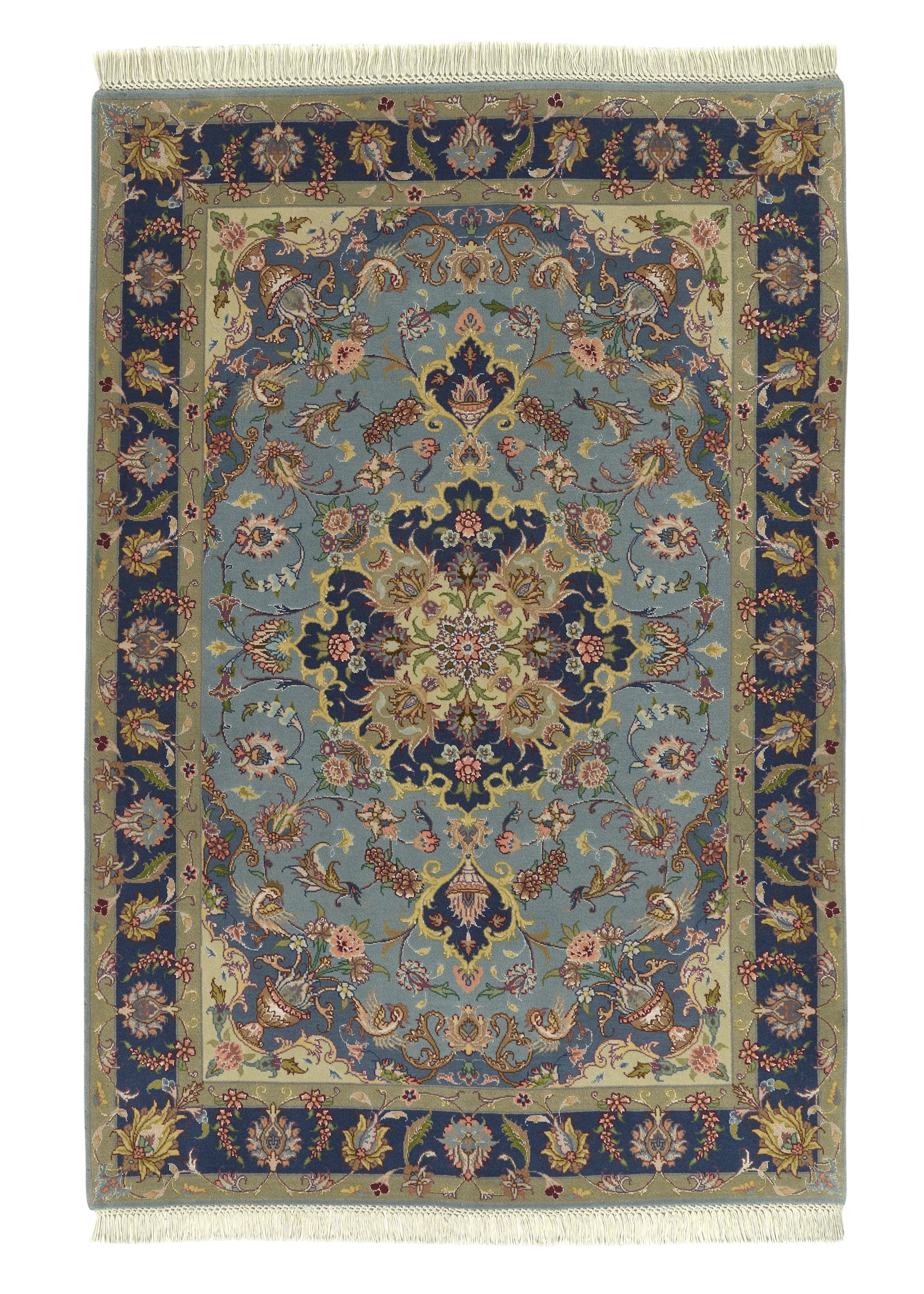 Persian Rug Tabriz Handmade Area Traditional 3'4"x5'0" (3x5) Blue ...