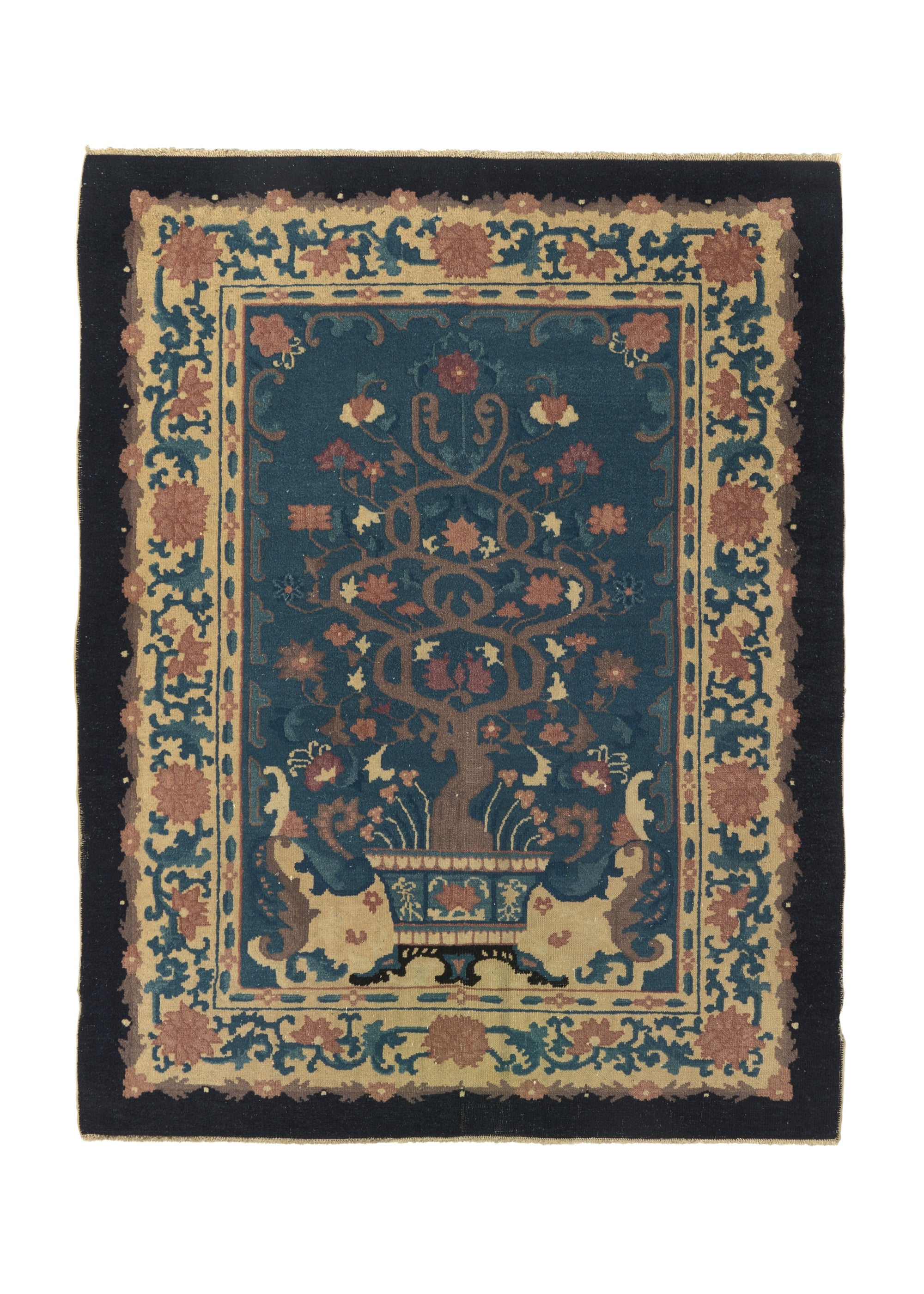 Oriental Rug Chinese Handmade Area Antique Traditional 4'2"x5'5" (4x5 ...