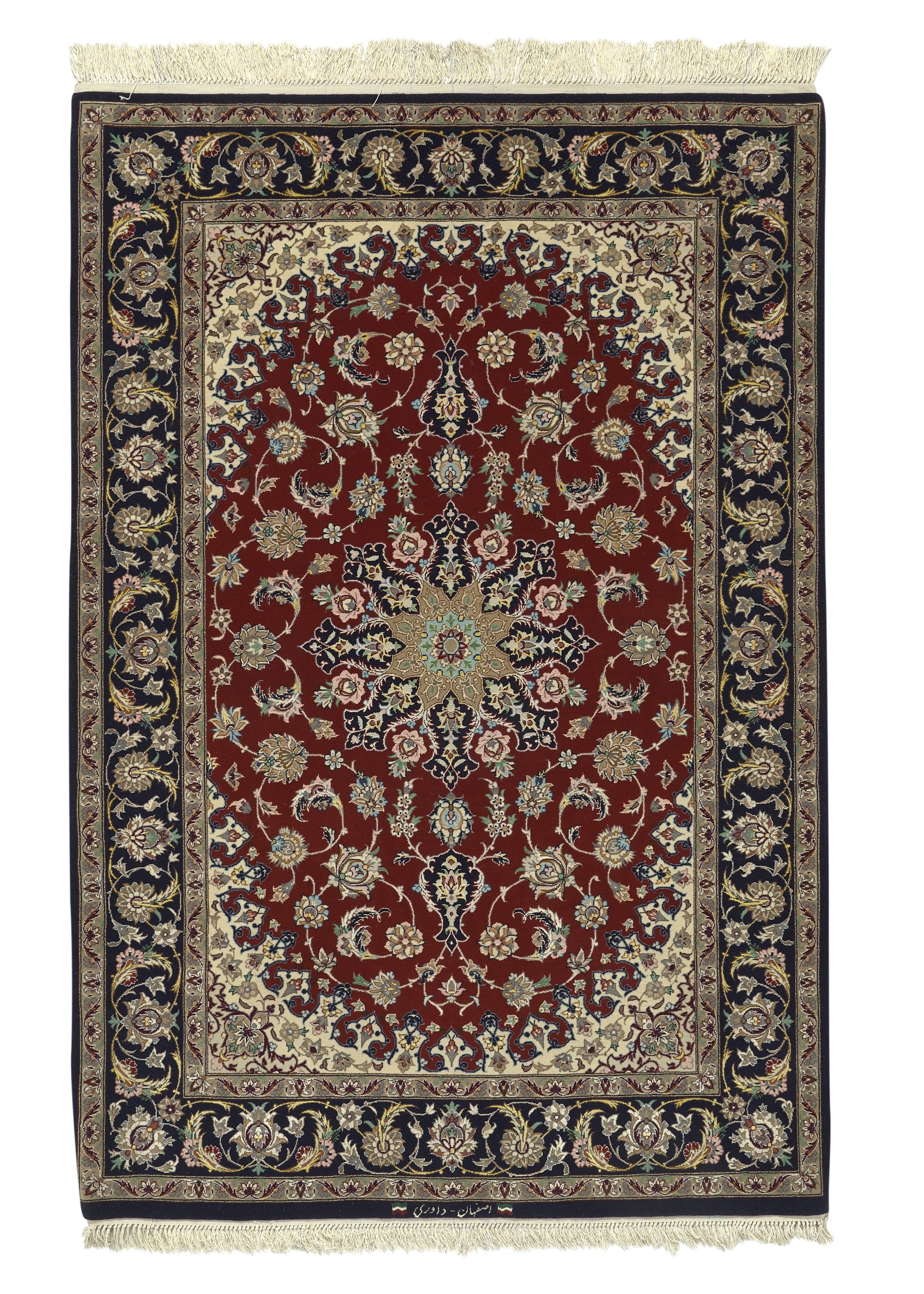 Persian Rug Isfahan Handmade Area Traditional 3'6"x5'2" (4x5) Red Blue ...